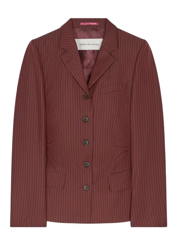 Dries Van Noten Striped Wool Blazer - Red