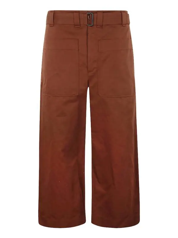 LEMAIRE Cropped Belted Wide-leg Pants - Red