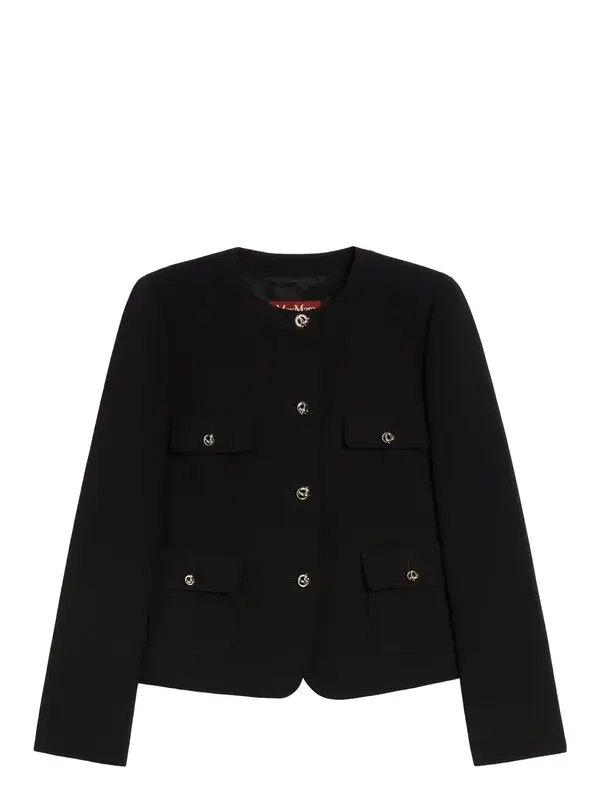 Max Mara Buttoned Crewneck Jacket - Black