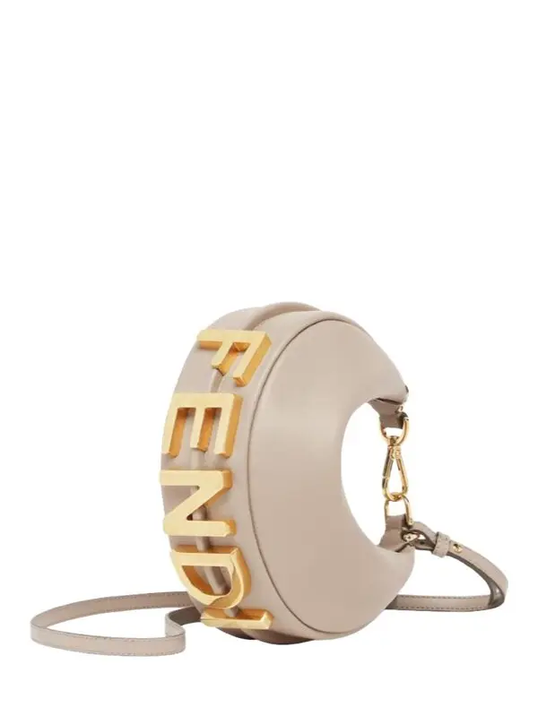 Fendi Logo Plaque Mini Hobo Bag - Nude