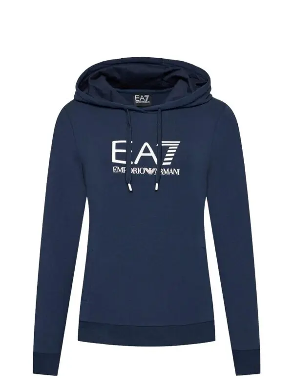 EA7 Logo Detail Hoodie - Blue