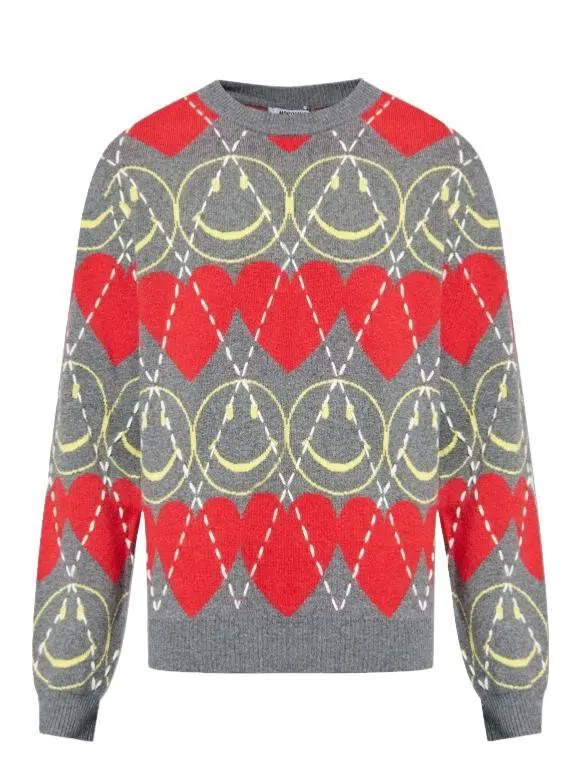 Moschino Graphic Crew Neck Sweater - Grey