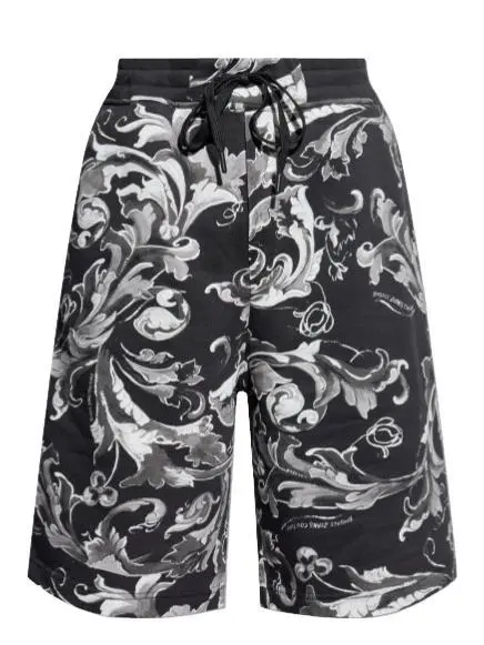 Versace Barocco Printed Drawstring Shorts - Black