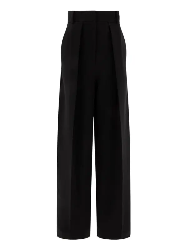 Khaite High-waisted Pleated Trousers - Black