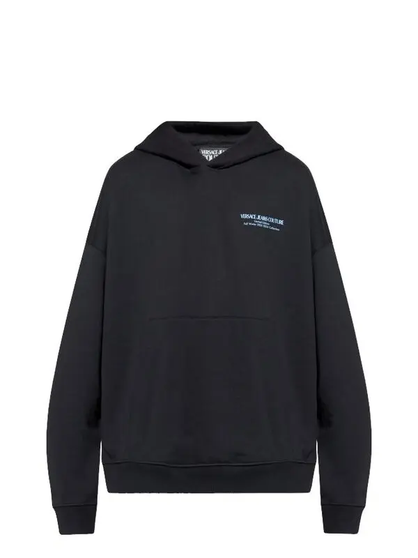 Versace Logo Printed Hoodie - Black