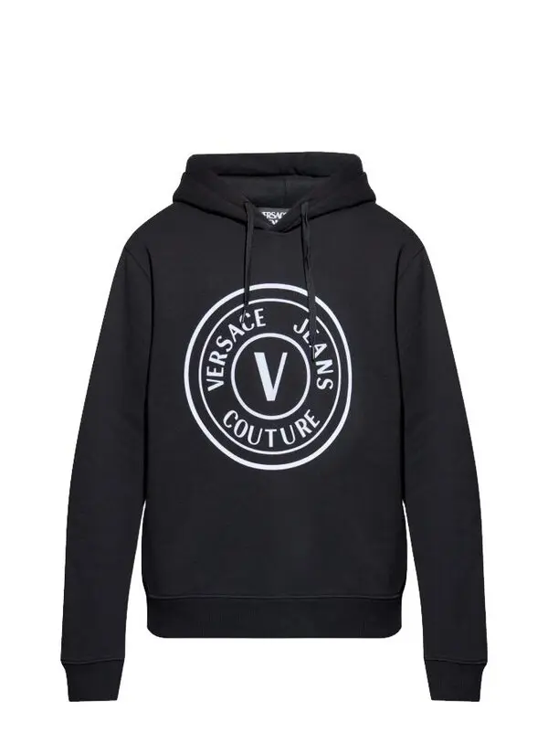 Versace Logo Printed Hoodie - Black
