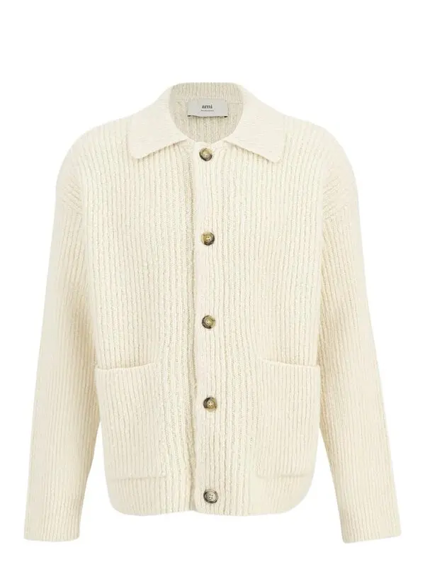 Ami Knit Button Cardigan - Ivory
