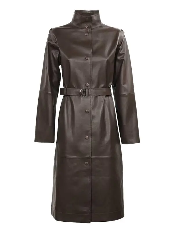 YVES SALOMON Belted Leather Coat - Black
