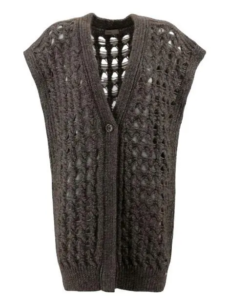 Herno Sleeveless Knitted Cardigan - Black
