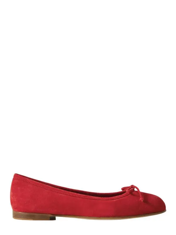 Manolo Blahnik Round Toe Bow Flats - Red