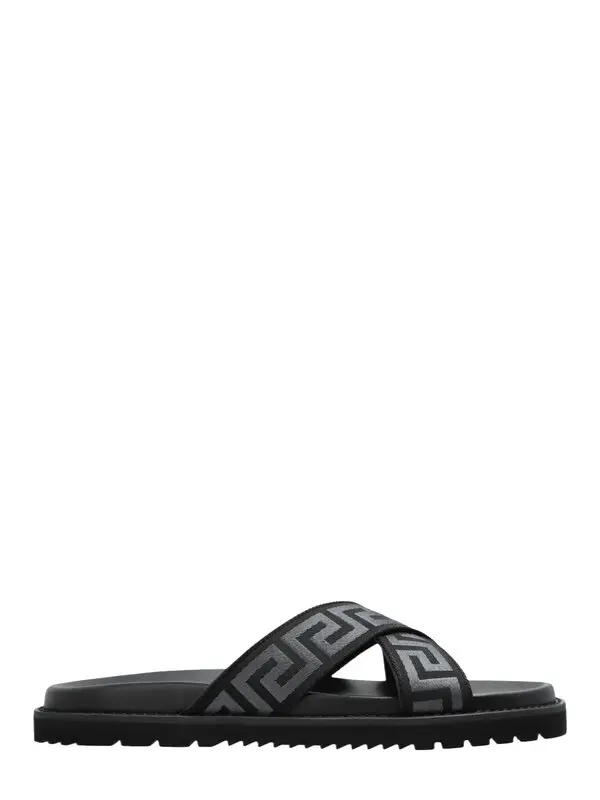Versace Greca Open-toe Slides - Black