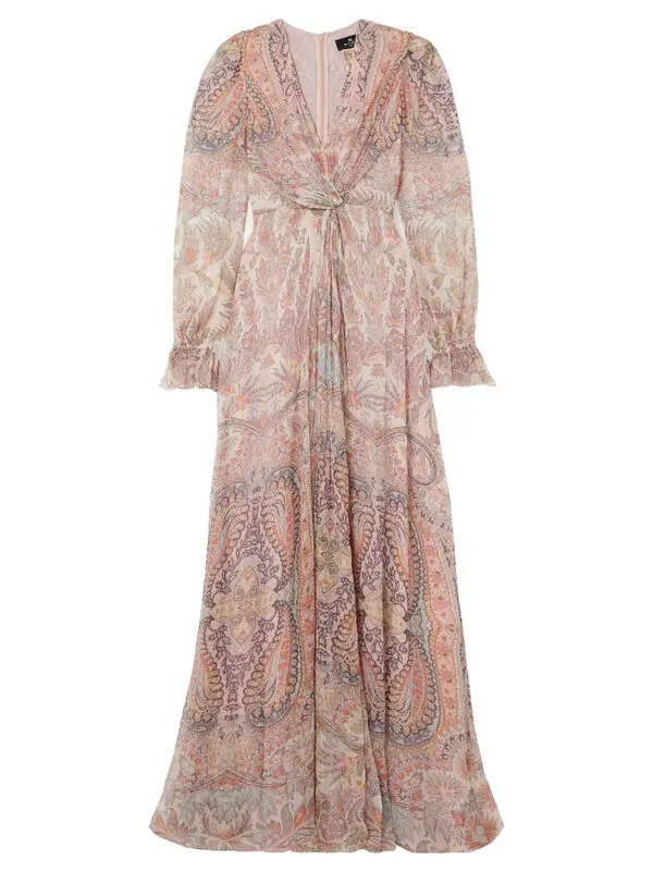 Etro Knotted Print Maxi Dress - Nude