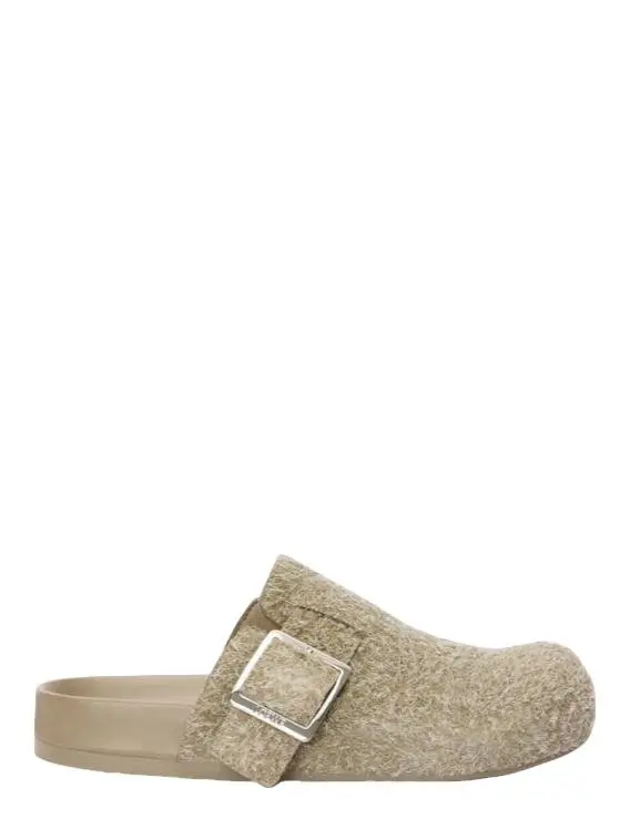 Loewe Ease Buckle Flat Mules - Khaki Green