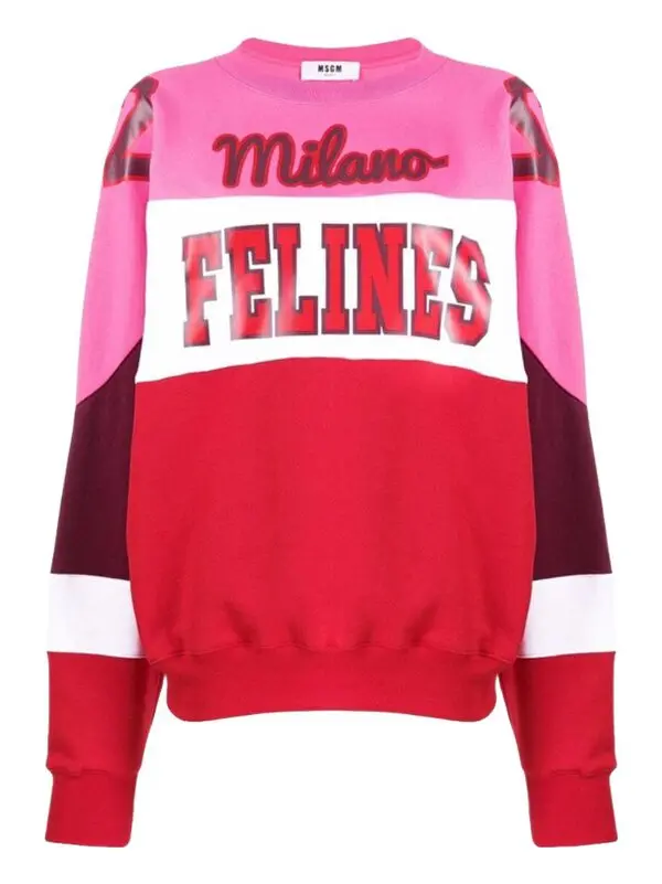 MSGM Color-blocked Crew Neck Pullover - Red
