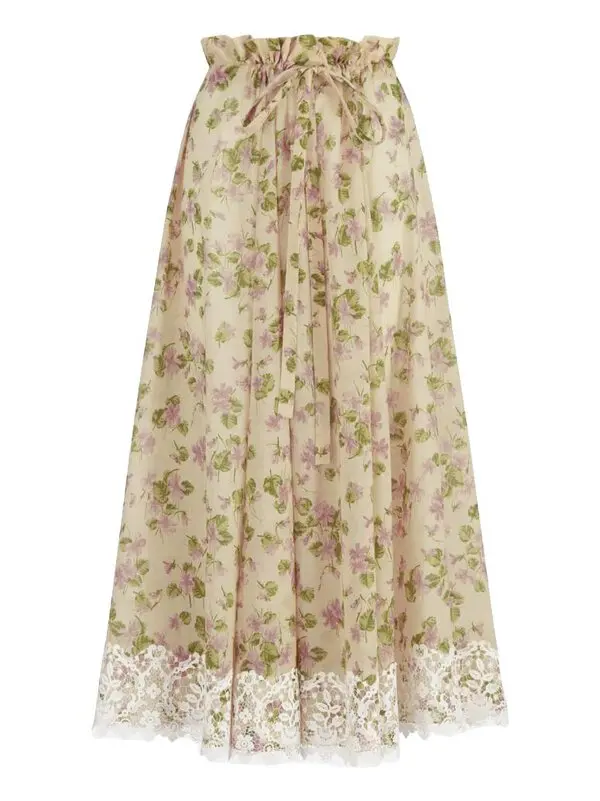 Dior Mid-length Skirt With Ruffle And Lace Detail - Nude