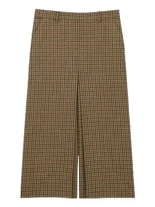 Saint Laurent Wool Check Culottes - Beige Multi-color