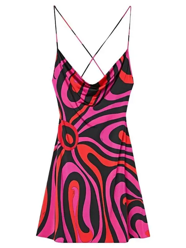 Emilio Pucci Printed Jersey Satin Dress - Black