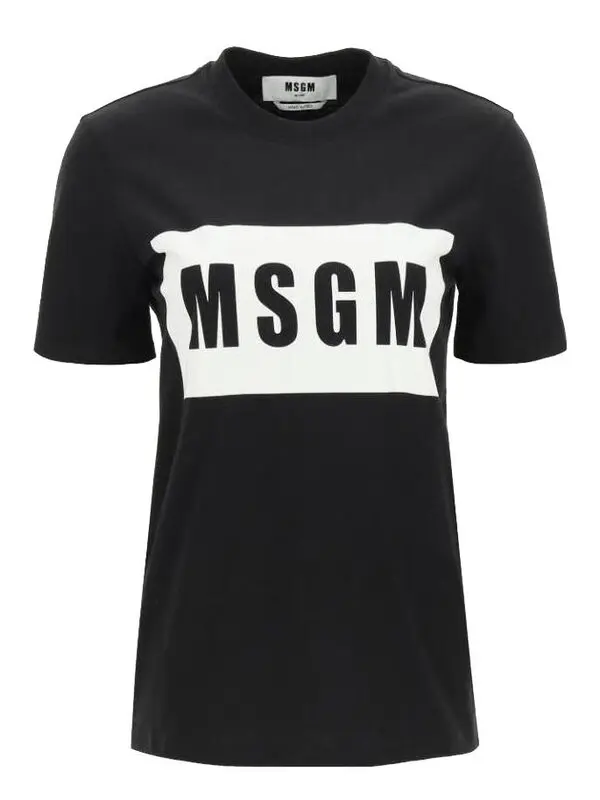 MSGM Logo Printed Crewneck T-shirt - Black