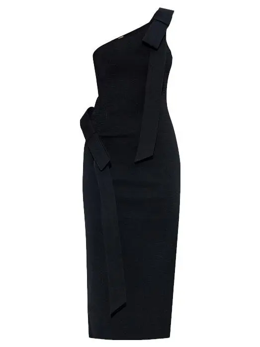 Cult Gaia One Shoulder Asymmetrical Dress With Cut Out Details - Black