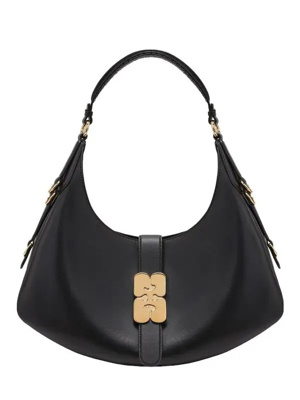 GANNI Logo Detailed Kat Small Tote Bag - Black