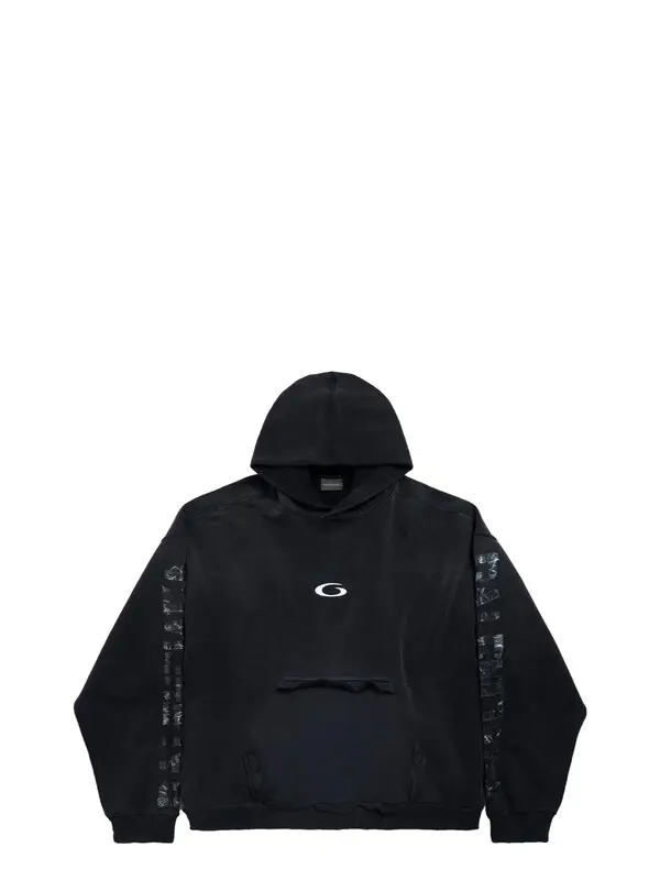 Balenciaga Logo Embroidered Hoodie - Black