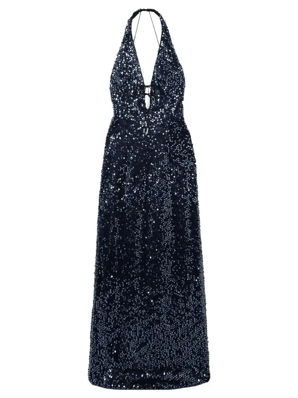 16Arlington Sequined Tulle Halterneck Gown - Black