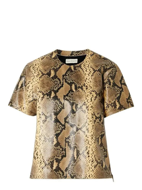 Dries Van Noten Leather T-shirt - Serpentine