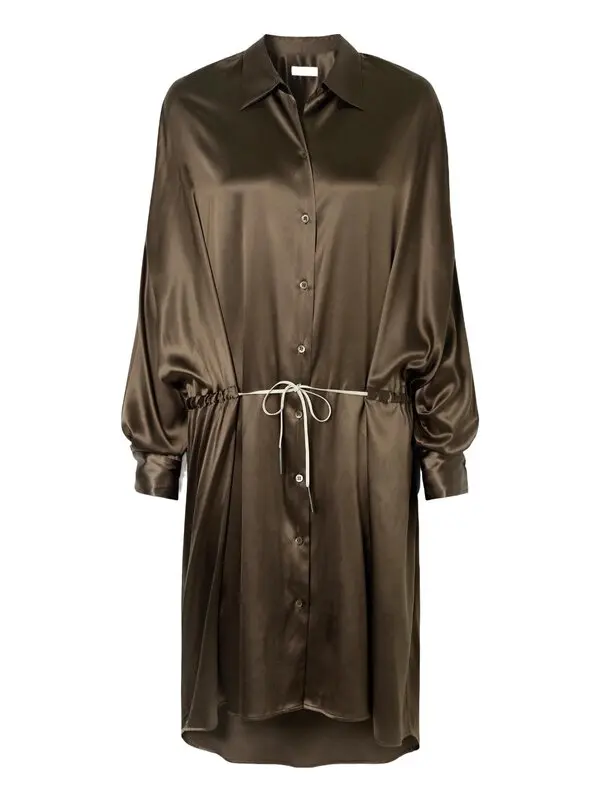 Dries Van Noten Long-sleeved Shirt Dress With Button Closure - Brown