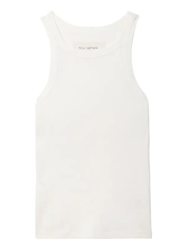 NILI LOTAN Crew Neck Sleeveless Vest - White
