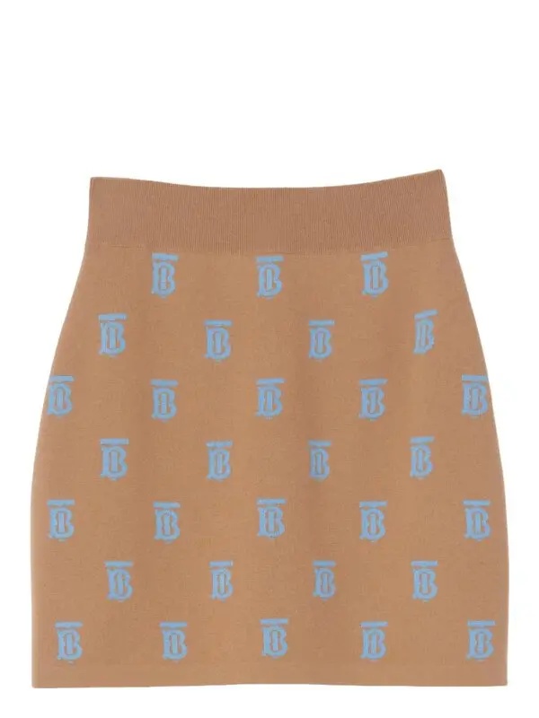Burberry Monogram Print Jacquard Miniskirt - Camel