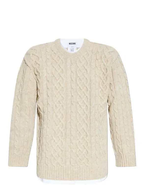 Moschino Cable-knit Virgin Wool Sweater - Cream