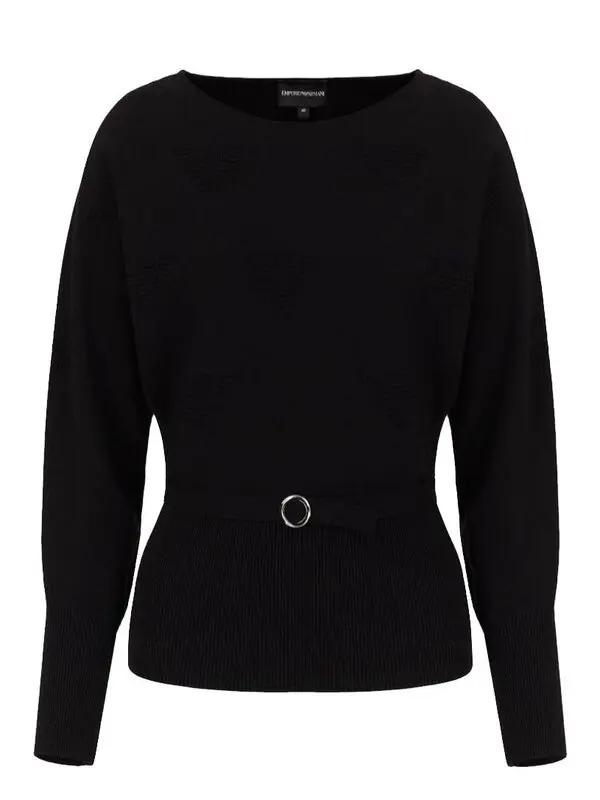 Emporio Armani Logo Jacquard Pullover - Black