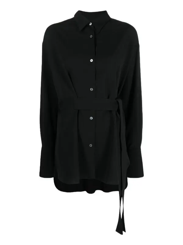 Studio Nicholson Belted Long Sleeve Shirt - Black