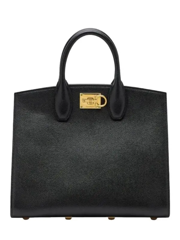 FERRAGAMO Studio Box Medium Top Handle Bag - Black