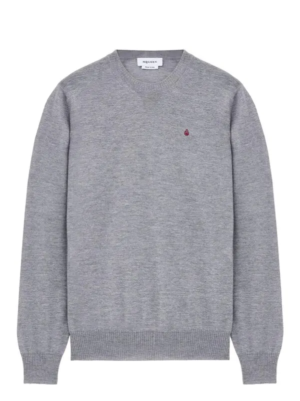 Alexander McQueen Merino Wool Inverted Skull Jumper - Grey