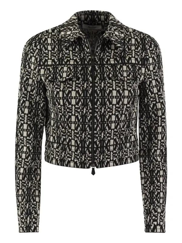 Max Mara Monogram-pattern Cropped Jacket - Black