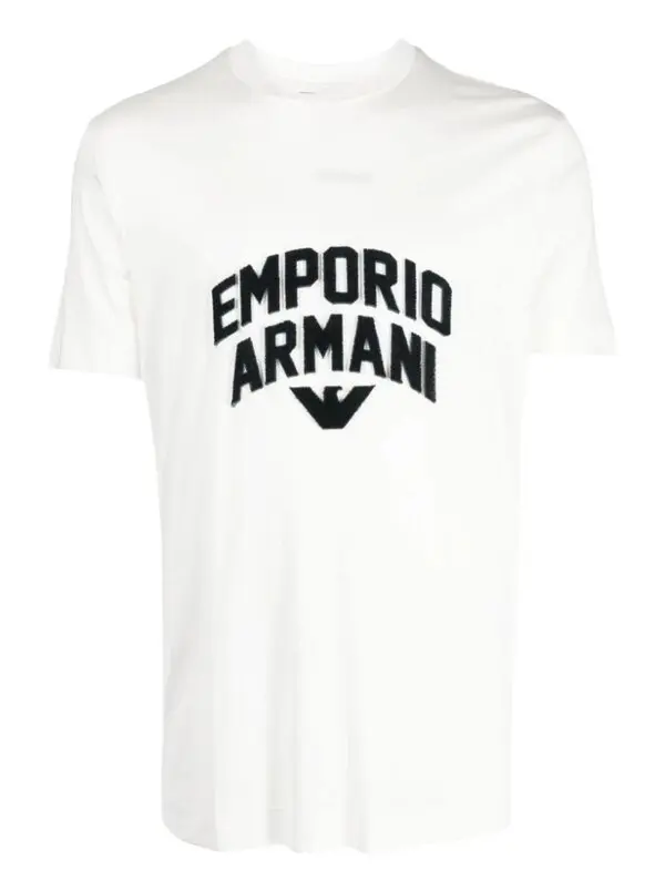 Emporio Armani Textured Debossed-logo T-shirt - White