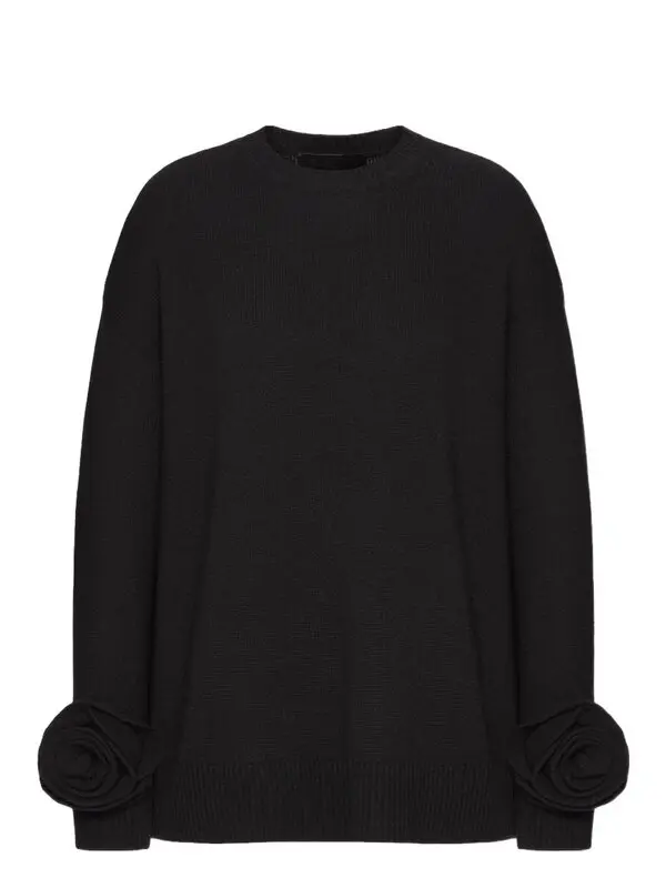 Valentino Garavani Rose Embellished Crewneck Jumper - Black