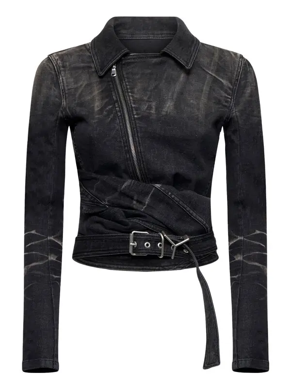 Y/project Wrap Fitted Denim Jacket - Fadedblack