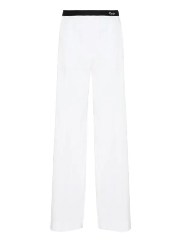 Prada Logo Wide-leg Trousers - White