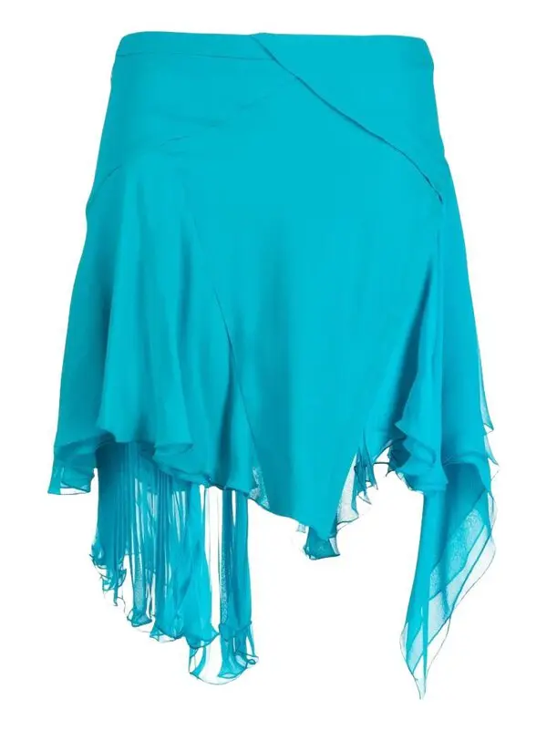 Versace Asymmetrical Hem Mini Skirt - Blue