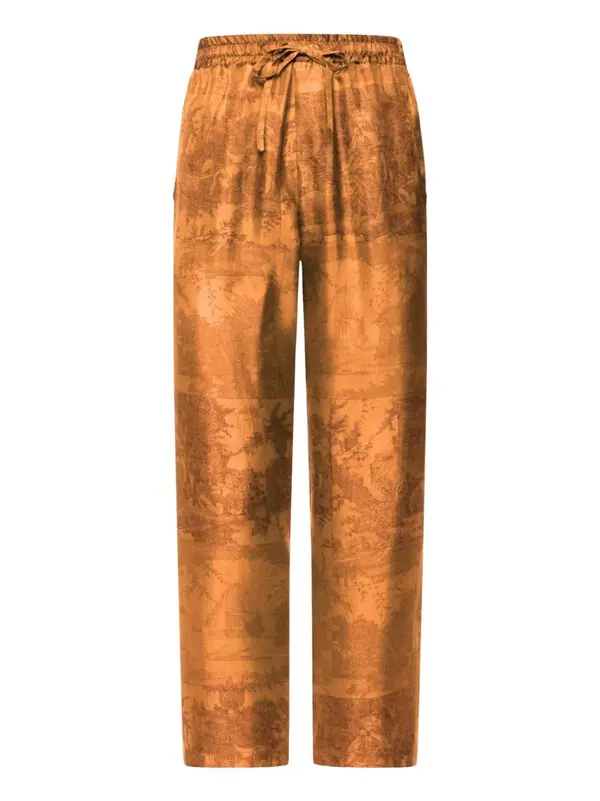 PIERRE-LOUIS MASCIA Drawstring Graphic Print Casual Pants - Orange