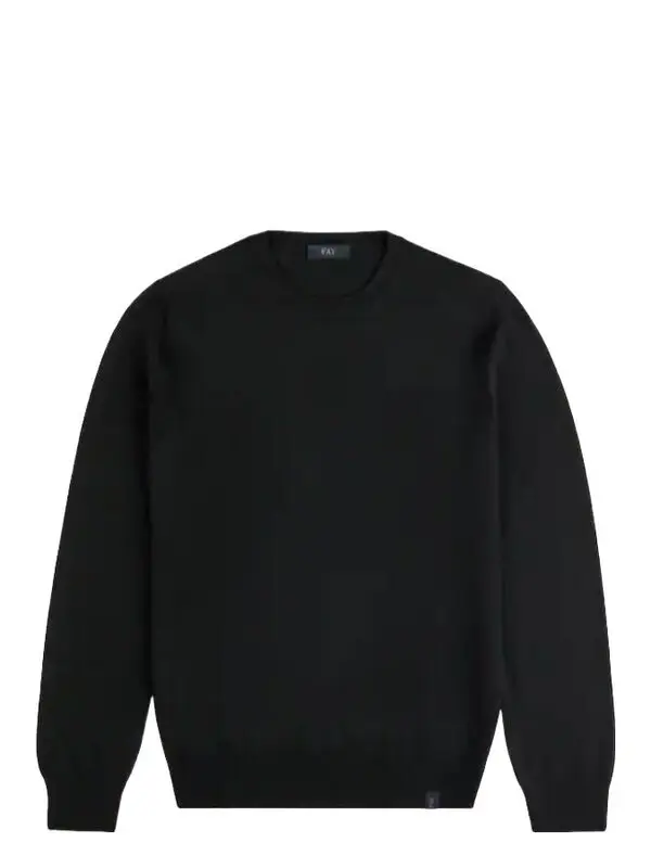 FAY Crew Neck Wool Knitwear - Black