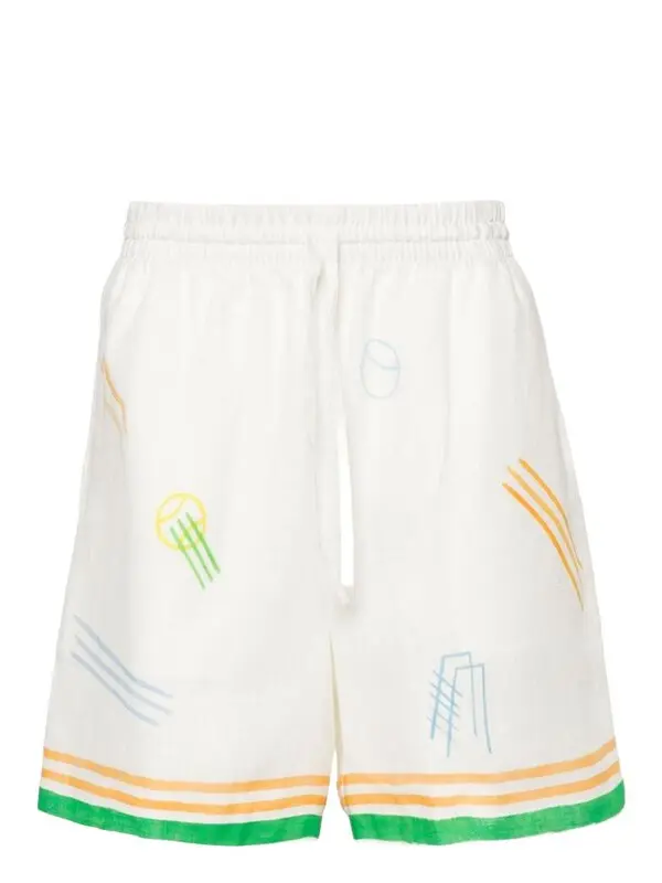 Casablanca Graphic Printed Relaxed Fit Shorts - White