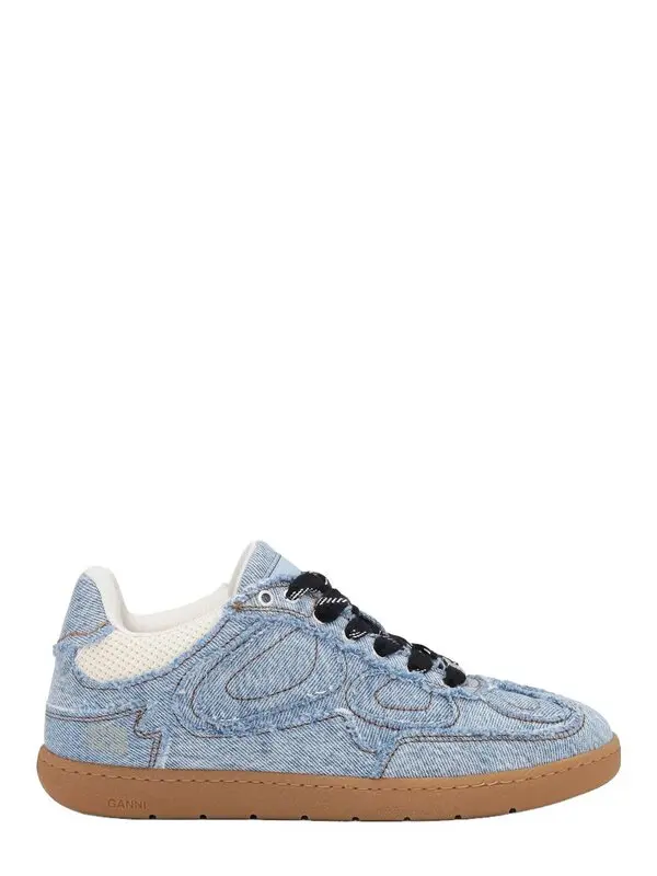 GANNI Round Toe Lace-up Sneakers - Blue