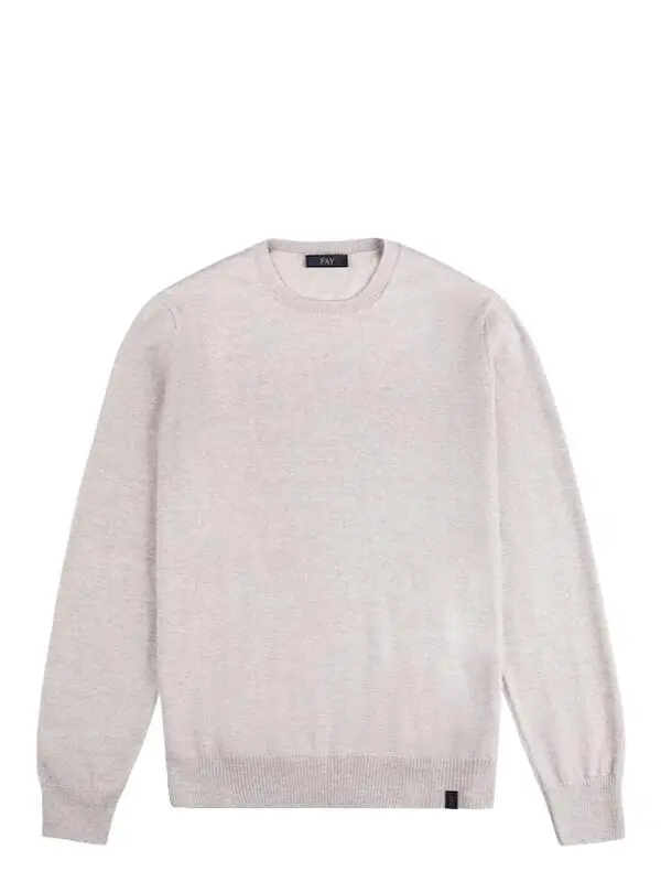 FAY Round Neck Wool Jumper - Grey