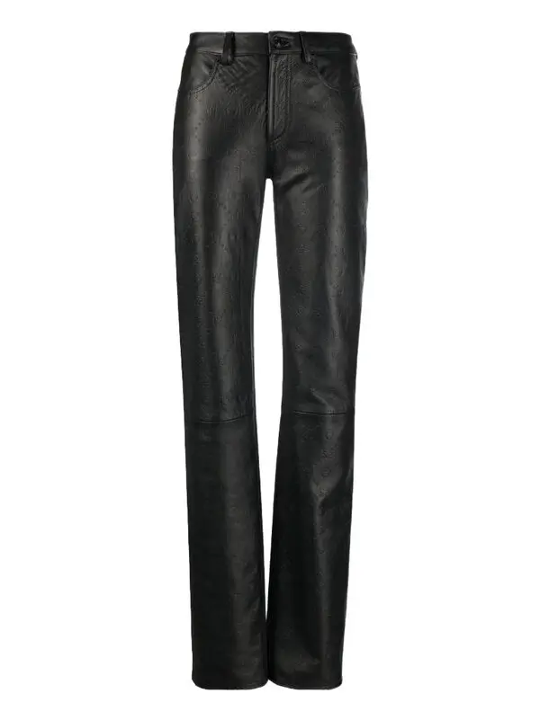 MARINE SERRE All-over Embossed-logo Leather Trousers - Black
