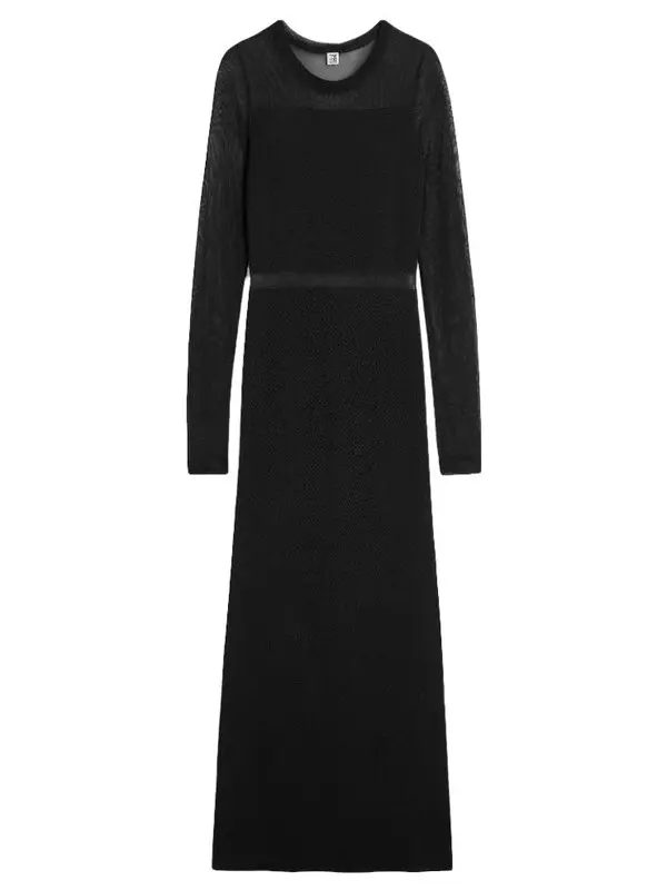 TOTEME Semi-sheer Fine-knit Maxi Dress - Black