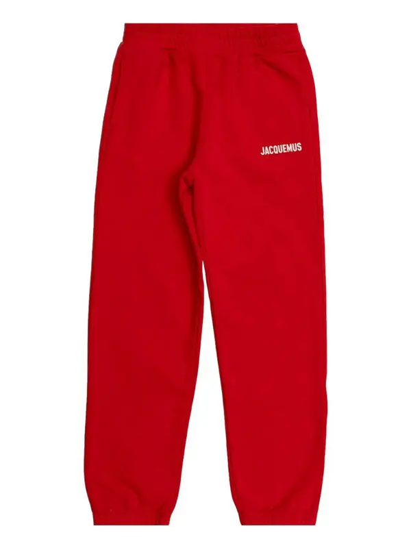 Jacquemus Elastic Waist Casual Pants With Logo Print - Red