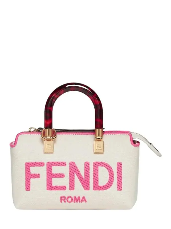 Fendi Mini The Way Boston Bag With Roma Embroidery - White